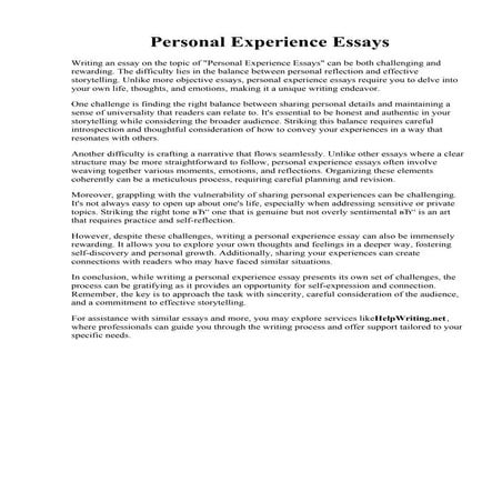 Personal Experience Essays | PDF