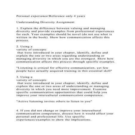 Personal experienceReference only 4 yearsUnderstanding Diversit.docx ...