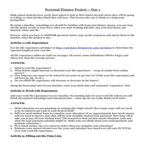 Personal finance project day 1 | DOC