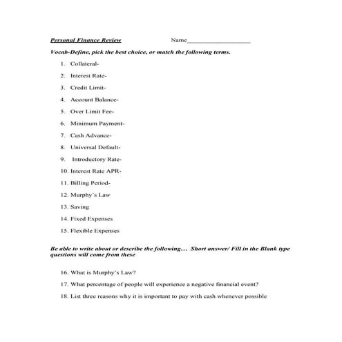 Personal finance review | DOCX