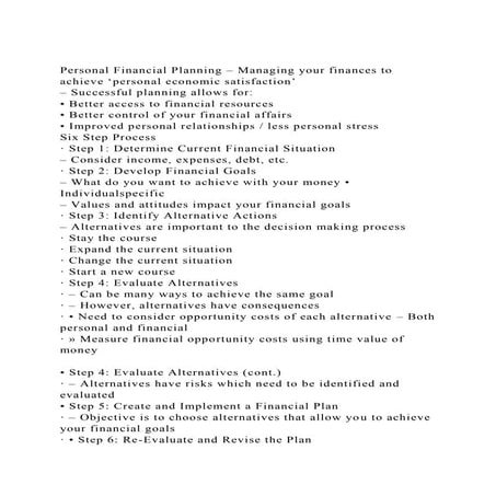 Personal Financial Planning – Managing your finances to achieve ‘p.docx