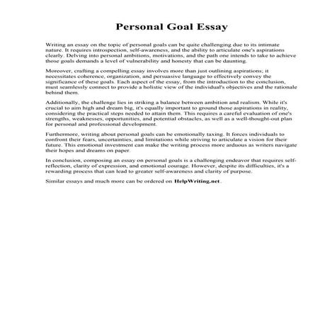 Personal Goal Essay. Saint Augustine's College | PDF