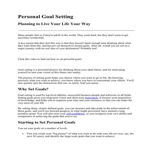 Personal goal setting | PDF