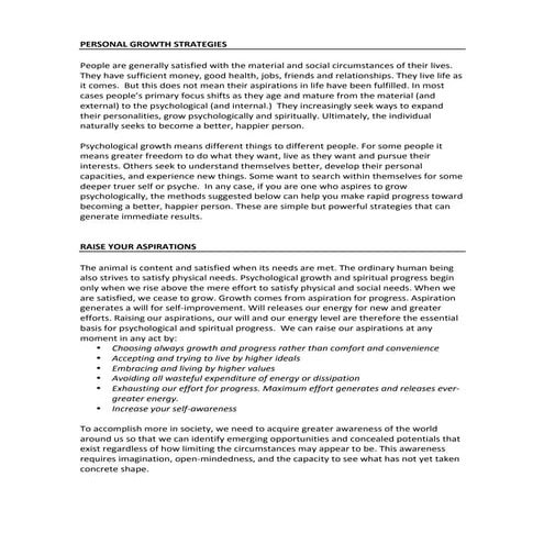 Personal Growth Strategy | PDF