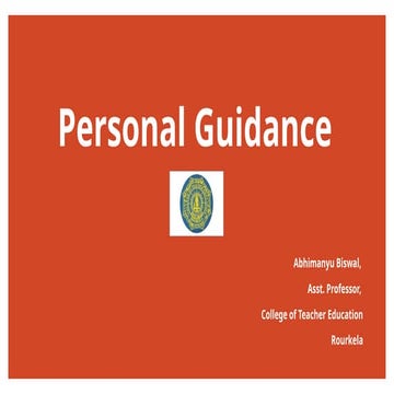 Aim and objectives of Personal Guidance at Elementary and Secondary ...