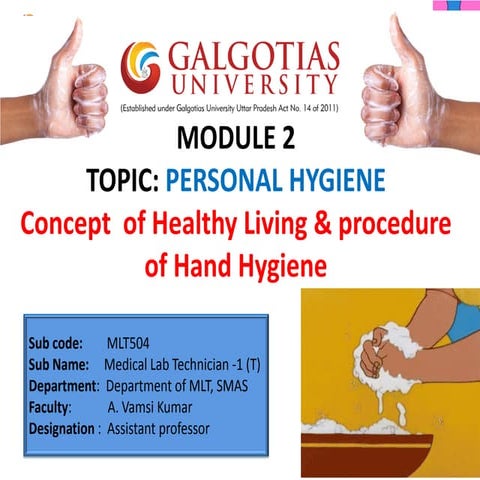 Personal hygiene and hand washing procedure | PDF
