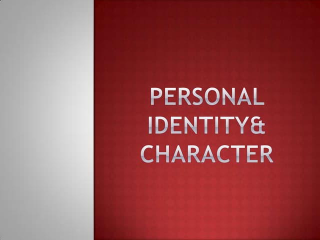'Who am I?' Exploring Personal Identity | PPTX