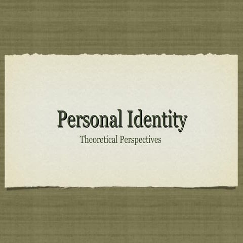 Personal identity theory | PPT