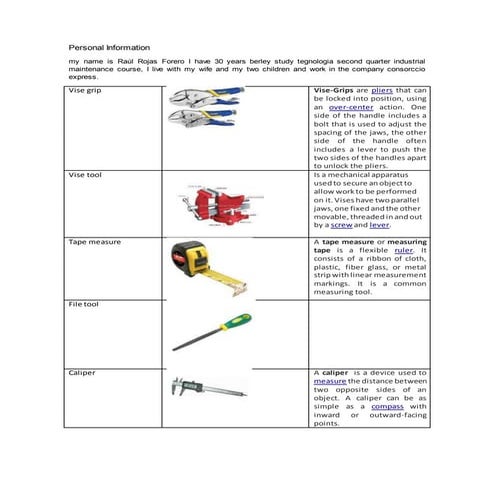 Mechanic motor vehicle tool list with picture and uses | PDF