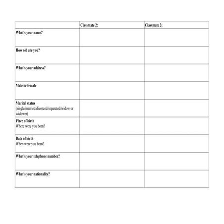 Personal Information Chart | PPT