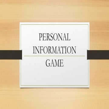 Personal information game | PPTX