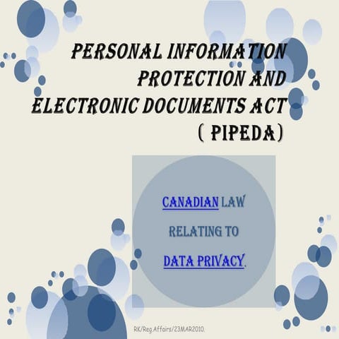 Personal information protection and electronic documents act | PPT