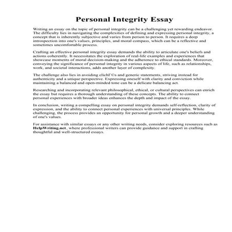 Personal Integrity Essay | PDF