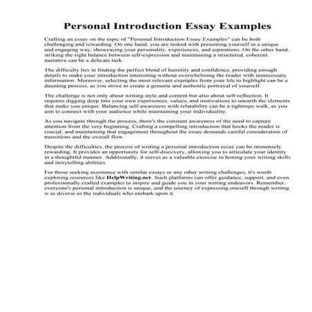 Personal Introduction Essay Examples. 005 Creative Essay Example ...