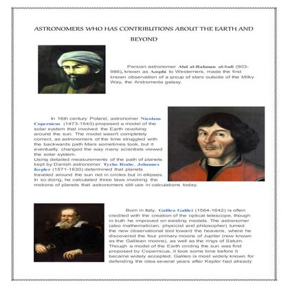 Personalities who contributed to the advancements of the universe ...