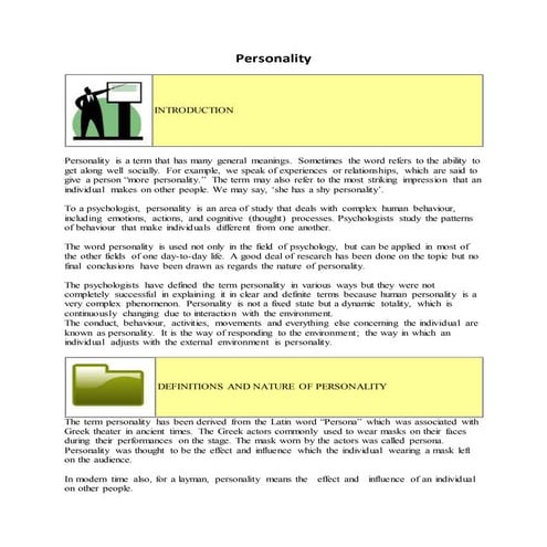 Personality: Meaning, Characteristics, Types and Factors affecting ...