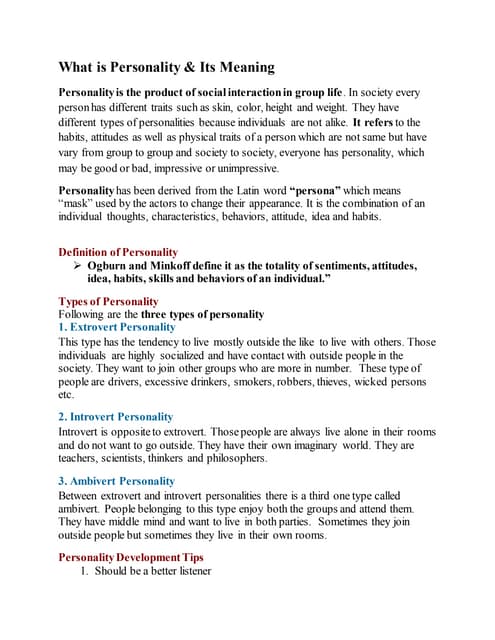 Gordon Allport Trait Theory of Personality | PPTX | Mental Health ...