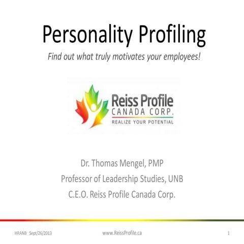 Reiss Motivation Profile - Personality profiling in personal and ...