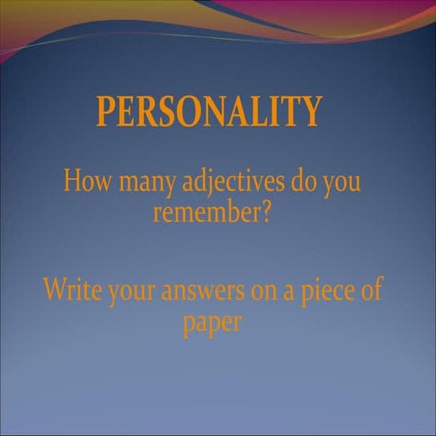 Personality Adjectives Quiz | PPT