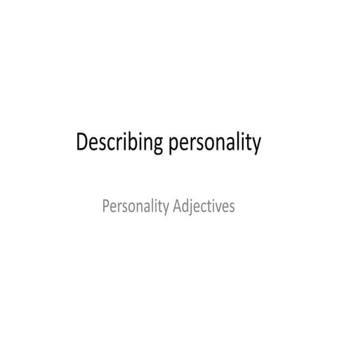 Personality adjectives | PPTX