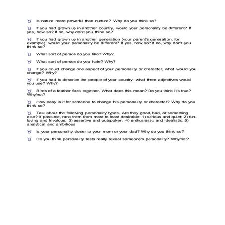 Personality conversation qs | DOC