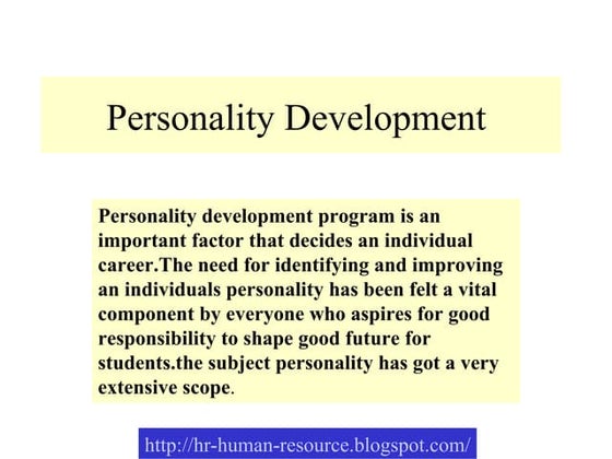 PERSONALITY DEVELOPMENT | PPT