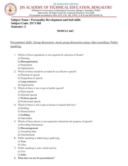 Personality Development and Soft skills Module 1 & 2.pdf | Mental ...