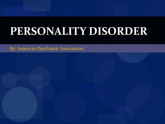 PERSONALITY DISORDERS DSM5 | PPT