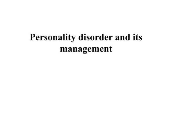 Personality disorders | PPT