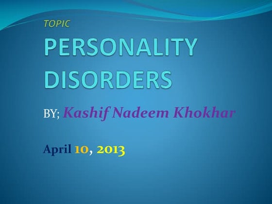 Personality disorders | PPT