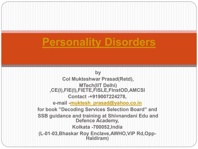PERSONALITY DISORDERS DSM5 | PPTX | Mental Health | Diseases and Conditions