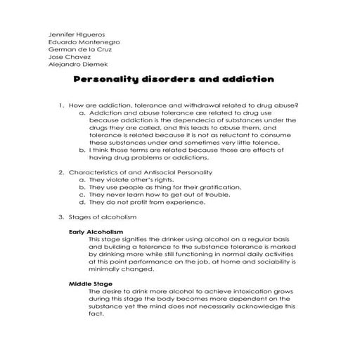 Personality disorders and addiction | PDF | Substance Abuse | Diseases ...