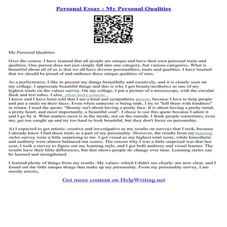 Personality Essay Sample | PDF | Education