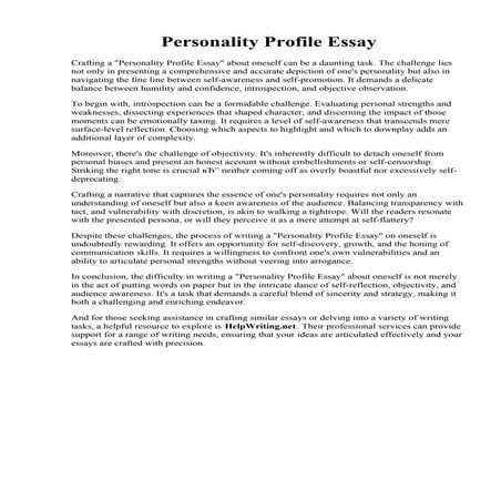 Personality Profile Essay. . Personality Profile Essay | PDF