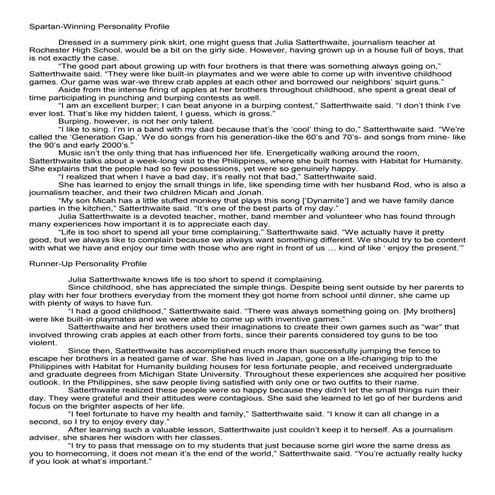 Personality profile samples | DOCX