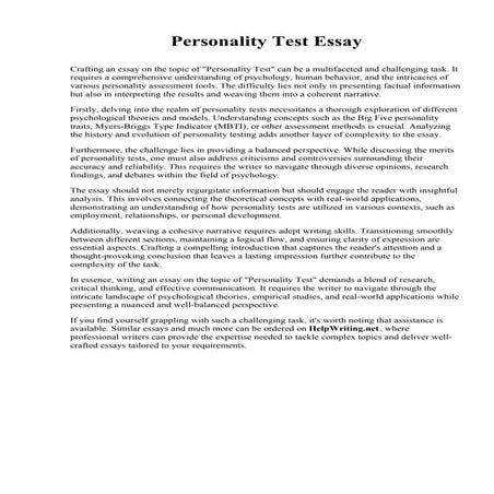 Personality Test Essay.pdf | Educational Assessment | Education