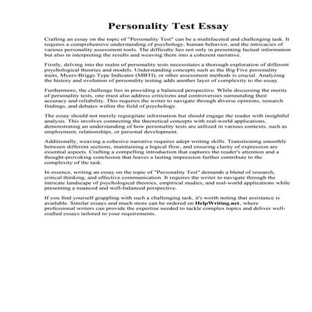 Personality Test Essay | PDF