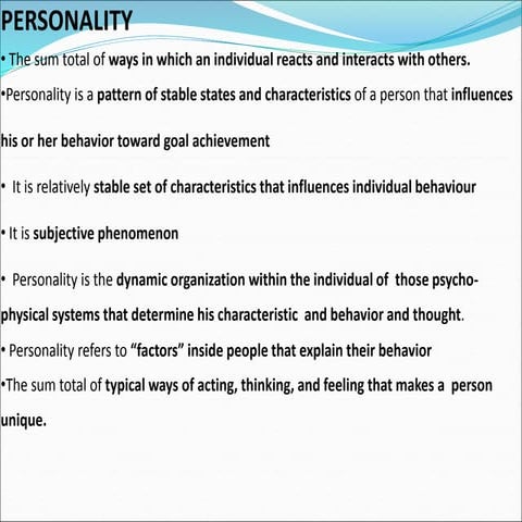 Speech and Personality; Analysis of personality; Types of personality ...