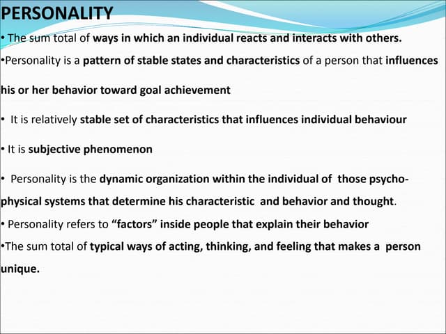 Speech and Personality; Analysis of personality; Types of personality ...
