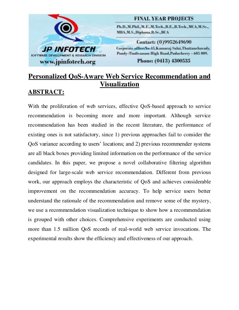 Personalized Qos Aware Web Service Recommendation And Visualization 