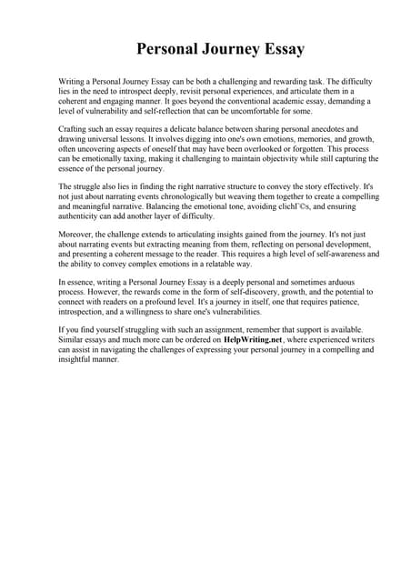 Personal Odyssey Essay | PDF