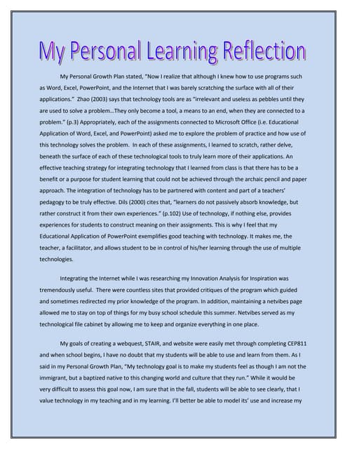 Seminar reflection | DOCX | Education