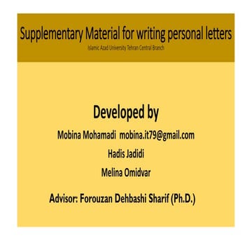 Supplementary material for writing personal letters | PPT