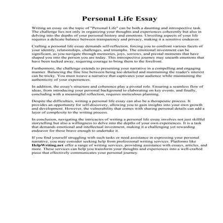 Personal Life Essay | PDF