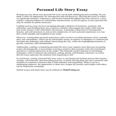 Personal Life Story Essay | PDF