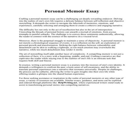 Personal Memoir Essay.pdfPersonal Memoir Essay | PDF