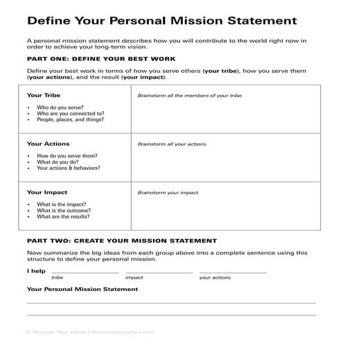 Personal Mission Statement | PDF