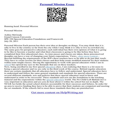Personal Vision Statement | PDF