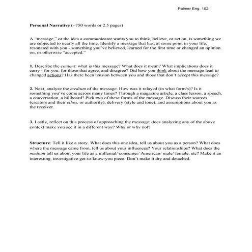 Personal narrative 750 words or 2 (1) | PDF