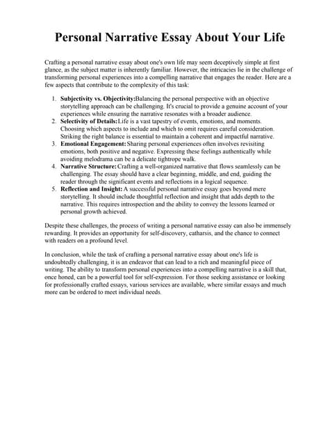 Personal Narrative Essay Examples For Colleges.pdf